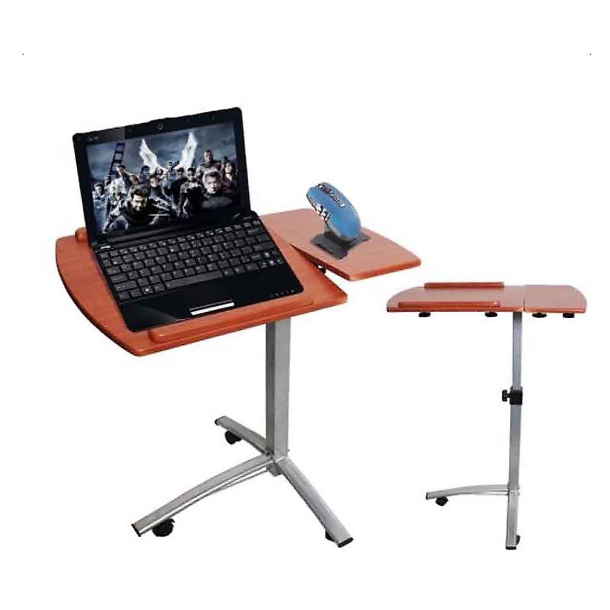 Lifting Computer Desk Mobile Standing Desk,Laptop Sit or Stand Desk on Wheels,Portable Workstation Coffee Breakfast Table Gaming Desk Adjustable Height PC Work Desk for Home Office Small Space,Brown