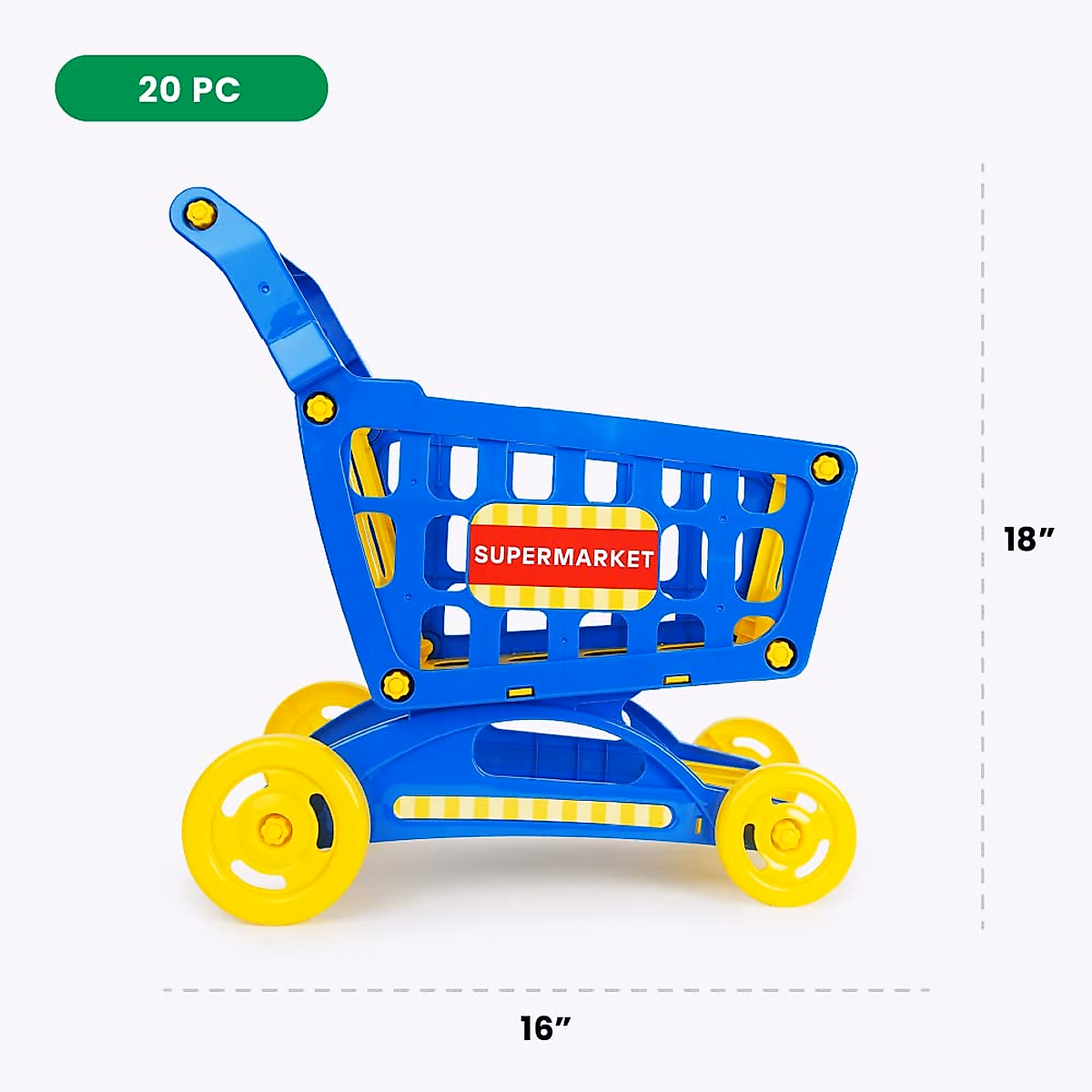 Boley Educational Toy Shopping Cart - Supermarket Playset with Included Grocery Cart Toy and Pretend Food Accessories - Perfect for Kids, Children, Toddlers Learning Development