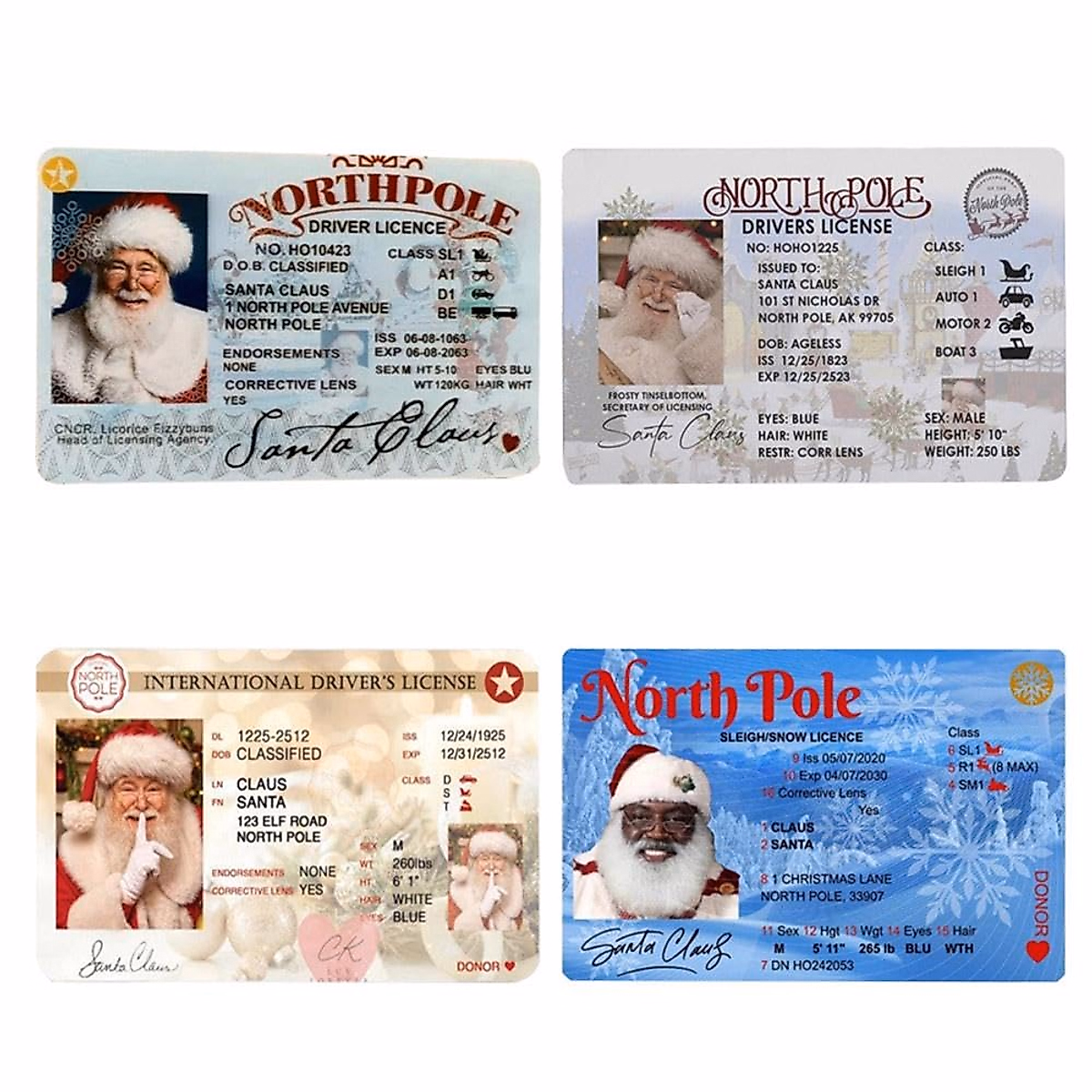 Santa Claus Lost Drivers License Christmas Decorations,Novelty Santa Sleigh Flying License ID Card,Santa Claus Card Flight License Christmas Eve Key Box Gift Xmas Tree Ornament