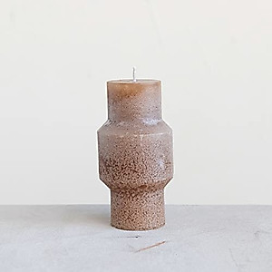 Creative Co-Op Unscented Totem Pillar, Cappuccino Candles, 3" L x 3" W x 6" H, Brown