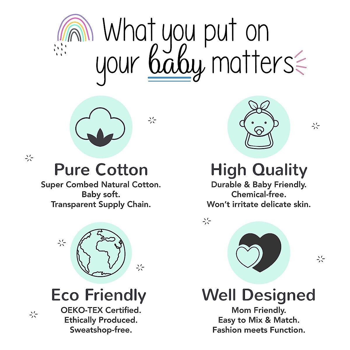 Lamaze Baby Super Combed Natural Cotton Sleep n Play, Zipper and Snap Closure Footed Sleepwear, 2 Pk, Grey Moon and Stars, 9 Months