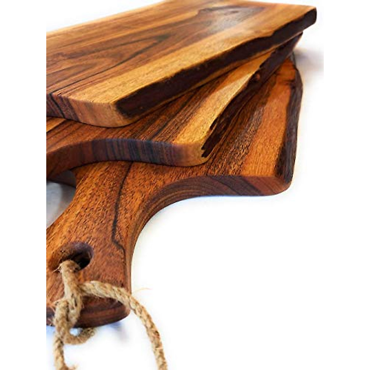 FEATHERLEE - Extra Large Premium Natural Live Edge Acacia Charcuterie Cheese Board Serving and Cutting Tray with Handle