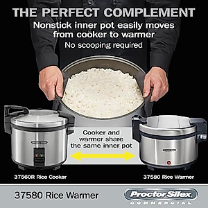 Proctor Silex Commercial 60 Cup / 14 Liter Rice Warmer, Double-Wall Insulated, Heated Hinged Lid, Nonstick Pot, Maintain Food Safe Temperatures Up to 12 Hours, Conforms to NSF, 37580