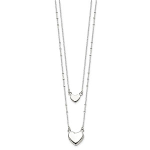 IceCarats 925 Sterling Silver 2 Strand Heart Love Dangling Chain Necklace