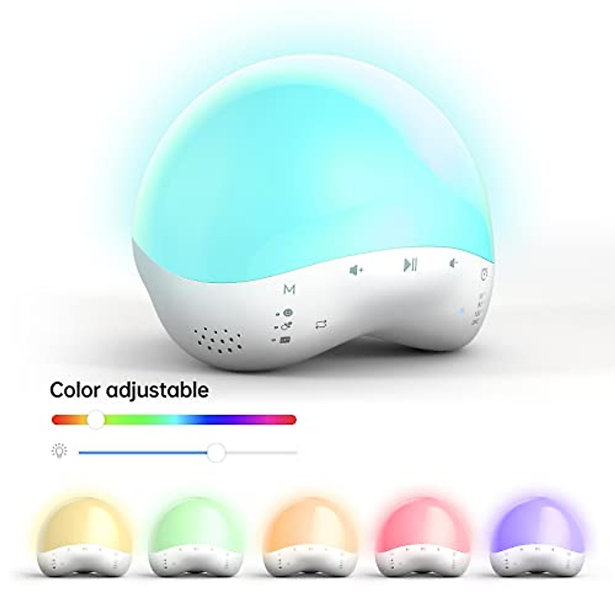 Baby Sound Machine Nursery Night Light White Noise Machine 25 Soothing Sounds Sleep Machine RGB Color Changing APP & Voice Control with Alexa Portable Lamp Timer Noise Machine Baby/Adults White