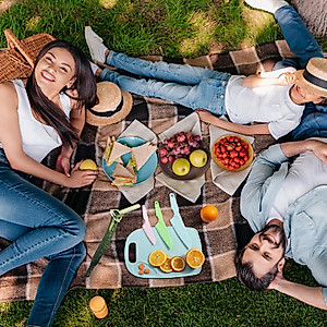 FACATH 5 Pcs Kids Knifes Set, Kitchen Knife and Cutting Board Set, Children's Cooking Knives in 3 Sizes & Colors/Firm Grip, Serrated Edges, BPA-Free Kids' KnivesLettuce and Cutting Board Peeler