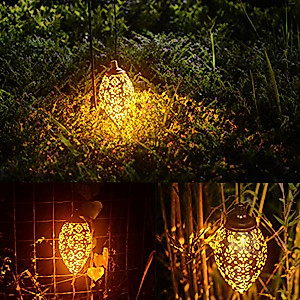 Hanging Solar Lights,Retro Solar Lantern Garden Lights,Metal Lamp Waterproof for Garden Decor Yard Tree Fence Patio