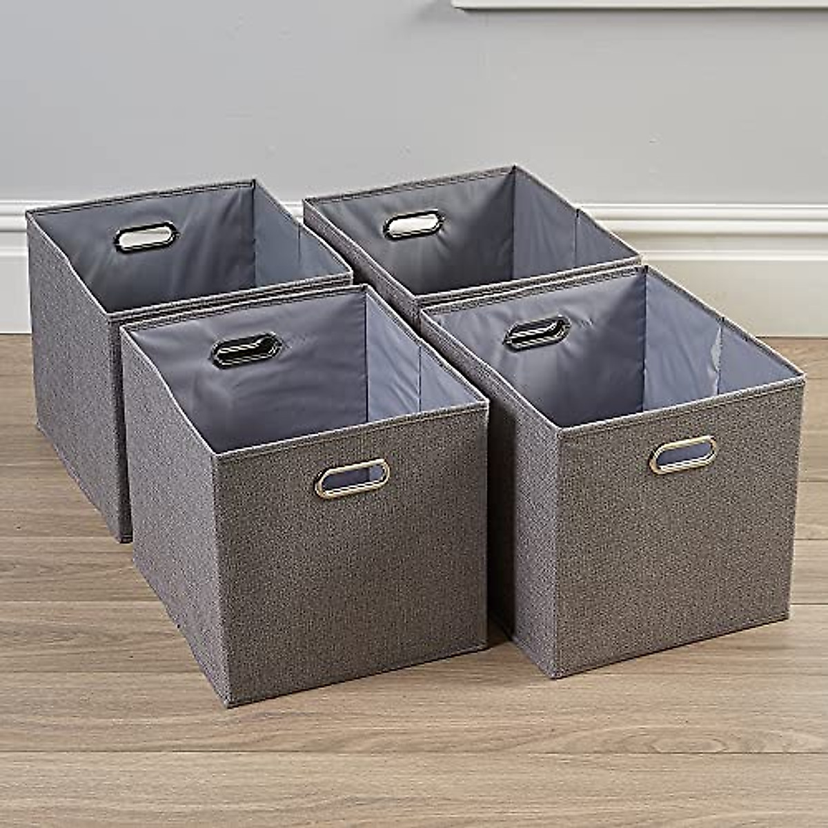 Home Source Grey Linen Storage Cube 4pc