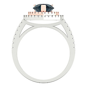 Clara Pucci 2.63ct Pear Cut Double Halo Solitaire with Accent Natural London Blue Topaz gemstone designer Modern Ring 14k 2 tone Gold