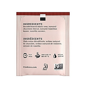 Stash Tea Decaf Chocolate Hazelnut Black Tea - Decaf, Non-GMO Project Verified Premium Tea with No Artificial Ingredients, 18 Count (Pack of 6) - 108 Bags Total