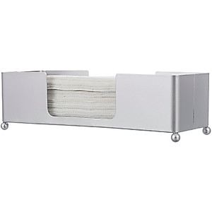 MyGift Modern Silver Tone Metal Tabletop Commercial Folded Paper Towel Holder, Countertop Disposable Napkin Dispenser Tray Guest Bathroom