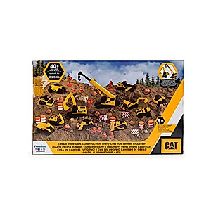 CAT Construction Toys, Little Machines Mega Activity Playset w/ 41 Pieces, XL Crane/Excavator & Construction Site Accessories - Kids Toys 3+