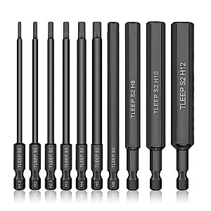 TLEEP 20 x Magnetic Power Nut Driver Set for Impact Drill, Extended 1/4" Hex Head Drill Bit Set SAE & Metric, 10 x 1/4 Inch Hex Head Allen Wrench Drill Bits Long 100MM, Metric 1.5mm to 12mm