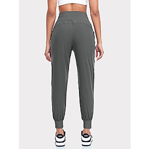 VUTRU Women's Drawstring Waist Joggers with Pockets, Lightweight Quick Dry Soft Sports Pants Workout Lounge Running Grey