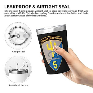 Acu-5 Assault Craft Unit Five Insulated Stainless Steel Tumbler 12 Oz Thermos Come With Straw Leak-Proof Travel Mug Cup