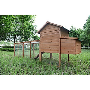 ECOLINEAR 120'' Chicken Coop w/Run Cage Outdoor Hen House for 2-6 Chickens Hutch Poultry Pet Wooden Coop Nest Box Garden Backyard