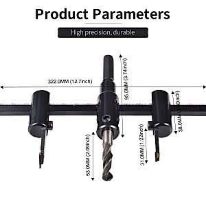 HOHXEN Adjustable Circle Hole Saw Cutter Woodworking Drill Bit,Adjustable 1-Inch to 12-Inches,Heavy Duty Wood DIY Tools(Cutting Diameter:30mm-200mm)