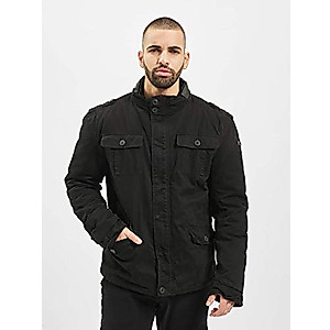 Brandit Individual Wear Britannia Winter Jacket - Men's Cotton Winter Coat with Teddy Lining, Hidden Hood, and Stand-Up Collar, Black - Small