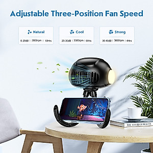 TOSTOG Stroller Fan with Light, Car Seat Fan Clip-on for Baby, Portable Bladeless Fan ​Mini Handheld Fan, 3-Speed Options USB Rechargeable Battery Operated Fan for Indoor&Outdoor