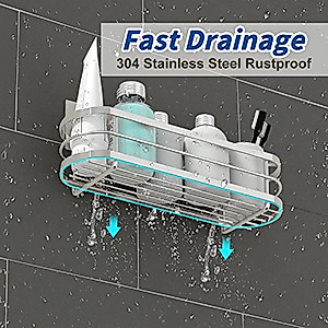 TreeLen 3 Pk-Adhesive Shower Shelves, Shower Wall Caddy, Bathroom Shower Organizer-Stainless Steel