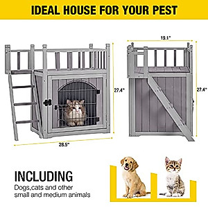 Aivituvin Dog House Feral Cat House Outdoor and Indoor,Pet Houses with Stairs,2 Storys