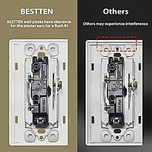 [2 Pack] BESTTEN 3-Gang Screwless Wall Plate, USWP4 White Series, Decorator Outlet Cover, H4.69” x W6.54”, for Light Switch, Dimmer, USB, GFCI, Receptacle
