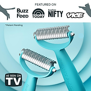 Uproot Clean Undercoat Rake for Dogs - Versatile Dematting Comb for Dogs, Cats & Bunnies - Dual-Sided 9 & 17 Blade Dog Deshedding Brush - Gentle & Effective Grooming Tool for All Coat Types