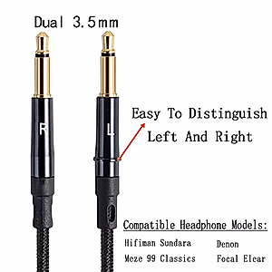 FAAEAL HE400SE Audio Cable,Replacement for Hifiman HE4XX, HE400i(New Edition),HE1000,Meze 99 Classics,Denon AH-D9200 D7200 Headphones, Dual 3.5mm(1/8”) Aux Cord Extension Wire(3.5mm)
