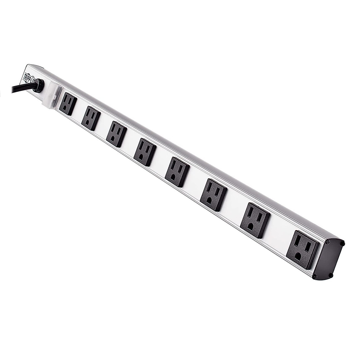 Tripp Lite 8 Right Angle Outlet Bench & Cabinet Power Strip, 24 in. Length, 15ft Cord with 5-15P Plug (PS2408RA),Black/Gray