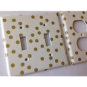 Gold White Polka Dots Light Switch Cover Various Sizes Offered
