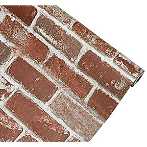 Hopeak Red Brick Wallpaper, Self-Adhesive Peel and Stick Wallpaper Waterproof and Removable Good for Home Decoration and Furniture Renovation (17.5 x 118 Inch)