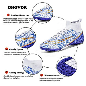 DHOVOR Boys Girls High-Top Soccer Cleats Youth Football Cleats Comfortable Turf Indoor Soccer Shoes for Kids Outdoor/Indoor/Competition/Unisex