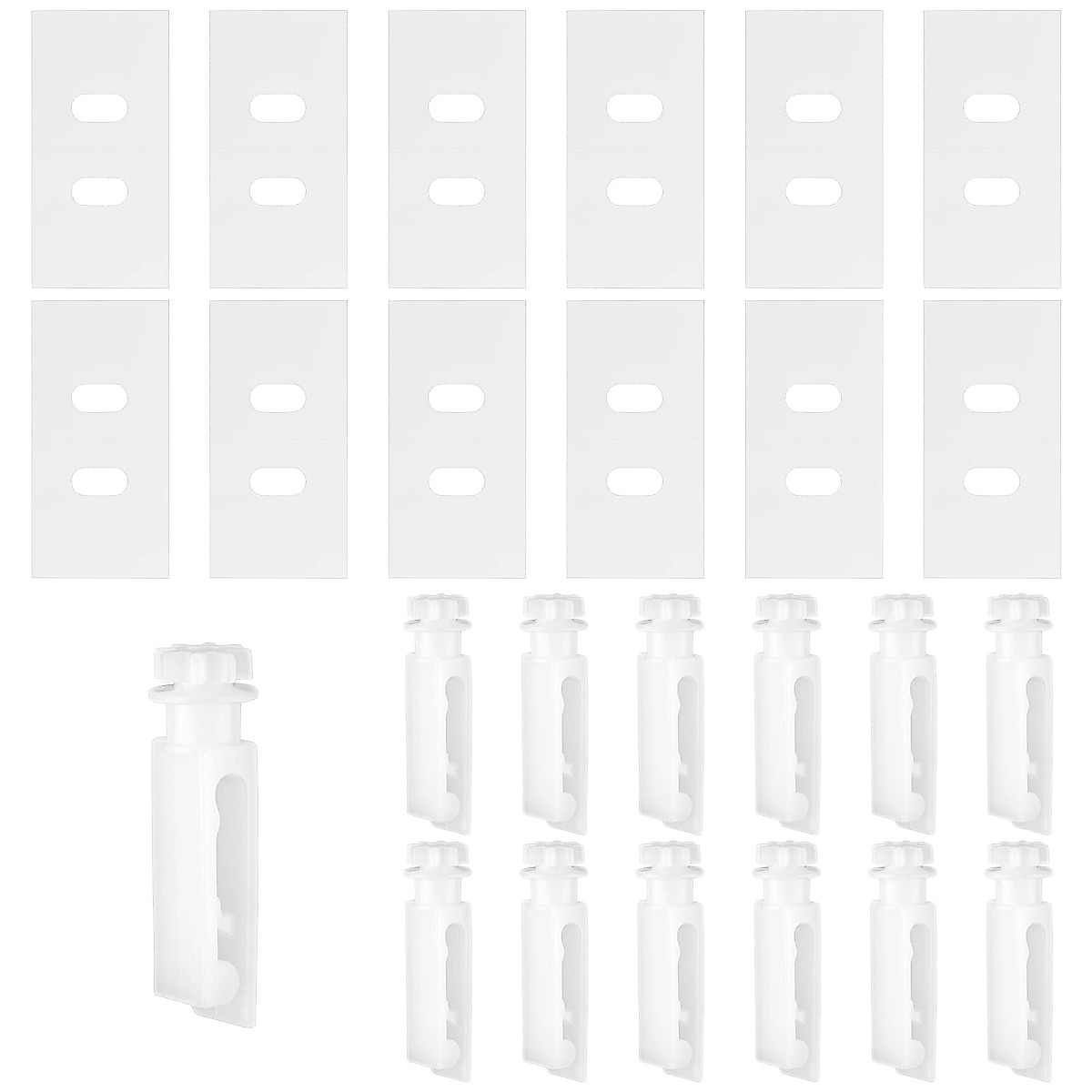 Vertical Blinds Repair Kit, Include 12 Sets Vertical Blind Repair Tabs and 12 Pcs Vertical Blind Stem Clips Replacement, Vertical Blinds Replacement Parts for Broken and Missing Vertical Blinds