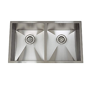 KABCO K-SSZRID3 32 Inch stainless steel Undermount kitchen sink 16 Guage 50/50 Zero Radius Double Bowl kitchen sink 32"L X 19"W X 10"D Inch