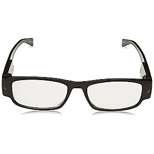 Foster Grant Men's Lloyd Lightspecs Lighted Reading Glasses Rectangular Reading Glasses, Black/Transparent, 59 mm, +1.50