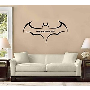 Custom Bat Wall Decal Quote - Name Customized Personalized Superhero Nursery Decor Kids Room car Bumper Laptop Window Decal Vinyl Decal