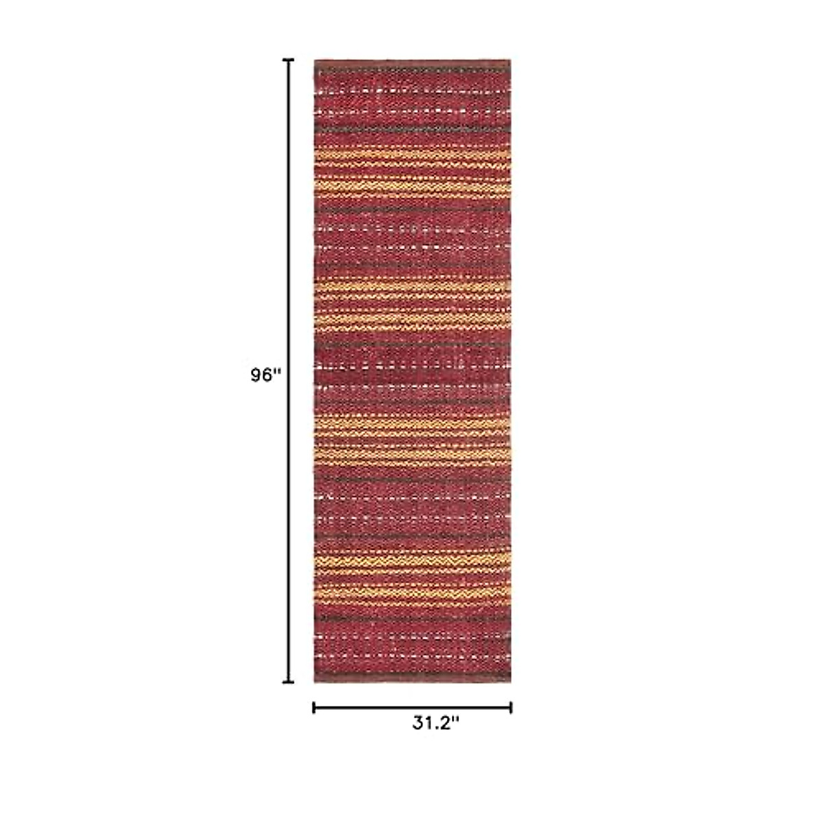 SAFAVIEH Natural Fiber Collection Runner Rug - 2'6" x 8', Red & Gold, Handmade Stripe Jute, Ideal for High Traffic Areas in Living Room, Bedroom (NF202Q)