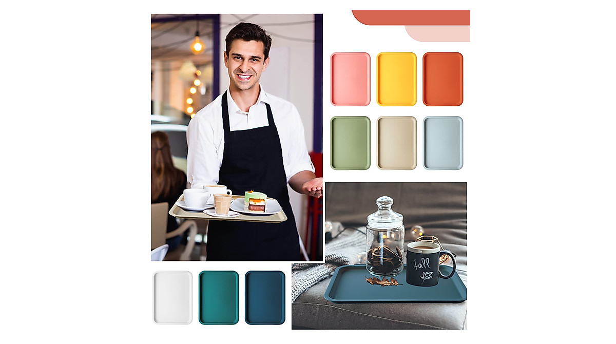 18 Pcs Colorful Plastic Fast Food Trays for Restaurants