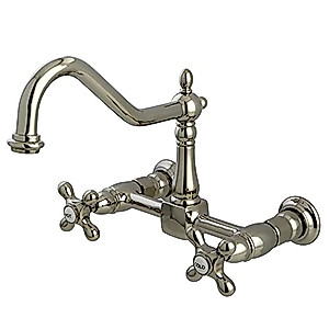 Kingston Brass KS1248AX Heritage Bridge Kitchen Faucet, Brushed Nickel