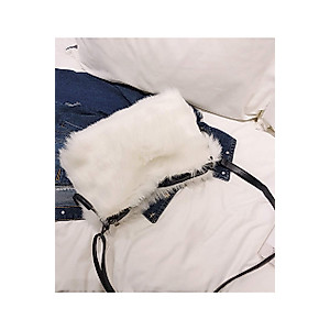 Ulisty Women Faux Fox Fur Shoulder Bag Furry Purse Fluffy Crossbody Bag Plush Top Handle Bag Handbag black