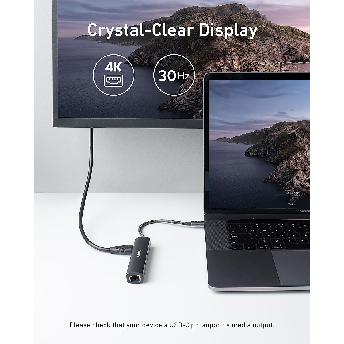 Anker USB C Hub Adapter, 5-in-1 USB C Adapter with 4K USB C to HDMI, Ethernet Port, 3 USB 3.0 Ports, for MacBook Pro, iPad Pro, XPS, Pixelbook, and More