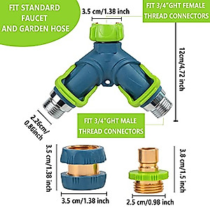 Hose Splitter 2 Way Heavy Duty, Garden Hose Splitter, Brass Y Hose Splitter with Thumb Control Valves, 3/4" Two Way Water Hose Splitter Faucet Splitter Shut Off Valve Hose Connector Adapter