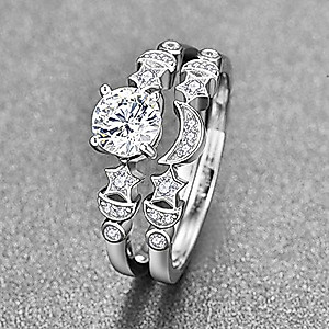 AVECON Women's Platinum Plating Sterling Silver Wedding Engagement Ring Band Set 1.25 Carat Round Brilliant Cubic Zirconia