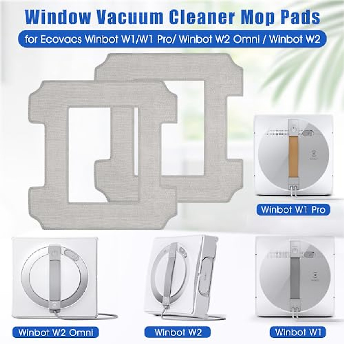 6Pcs Washable Mop Pads Replacement for Ecovacs Winbot W1/W1 Pro/W2/W2 Omni Window Vacuum Cleaner Spare Parts Mop Cloth