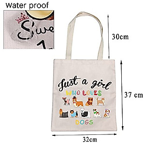 CMNIM Just a Girl Who Loves Dogs Lover Gifts Dog Canvas Tote Bag Dogs Gift for Girls Dog Reusable Shoulder Bag Handbag (just a Girl Who Loves Dogs Tote Bag)