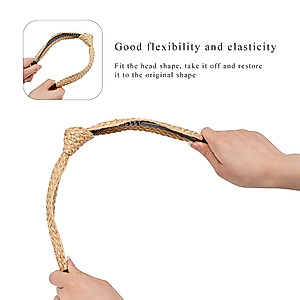 Ivyu Straw Headbands for Women - No Slip Fashion Cute Braided Top Knot Summer Beach Accessories