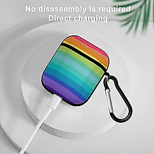 LGBT Rainbow Pride AirPods 2 & 1 Case Cover Gifts with Keychain, Shock Absorption Soft Cover AirPods 2 & 1 Earphone Protective Case for Men Women