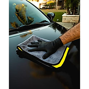 Proje Premium Car Care - Large Microfiber Drying Towel - 800 GSM Car Drying Cloth - Super Absorbent - Scratch Free and Lint Free - Wont Bleed - One Pass Drying Towel - 16"x24" Gray/Yellow 3-Pack