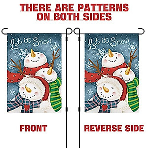 CVHOMEDECO. Double Sided Premium Christmas Snowman Garden Flag Snowmans Snowflake Decorative Flags for Yard Lawn Outdoor Decor, Weather Resistant Double Stitched, 12.5 x 18 Inch