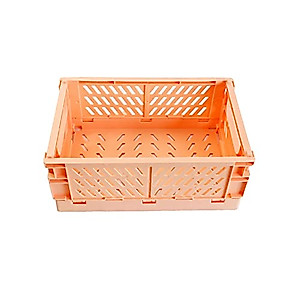 Storage Basket Collapsible Large Capacity Plastic Foldable Home Crate Box for Daily Used Valentine's Day/Mother's Day/Wedding/Anniversary/Party/Graduation/Christmas/Birthday Gifts - Pink S